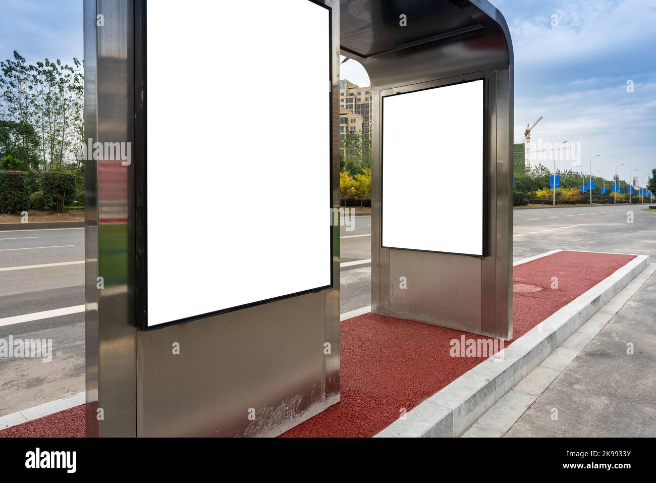 Bus stop billboard on stage Stock Photo - Alamy