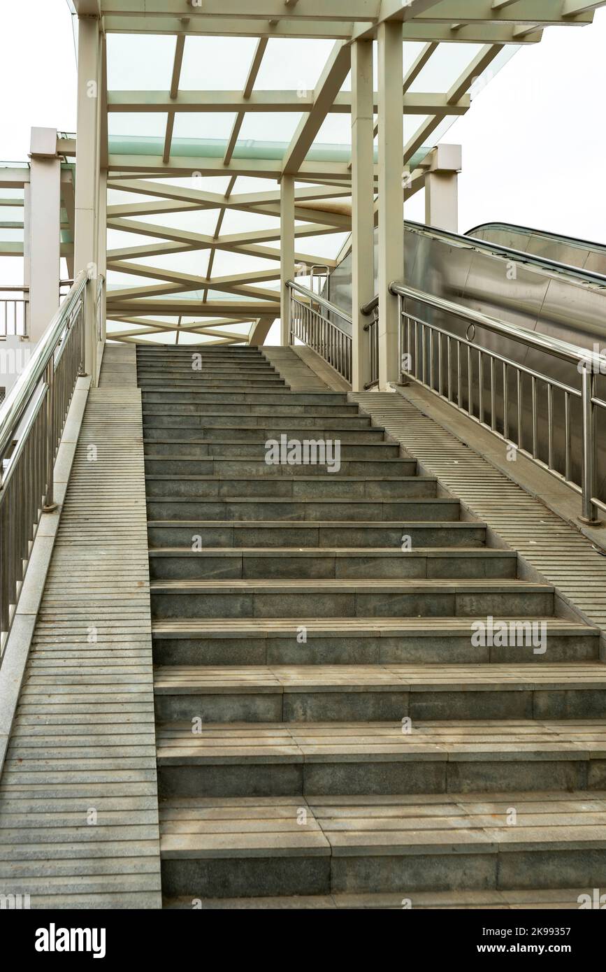 Flight of Stairs to a Modern Pedestrian Bridge Stock Photo - Alamy