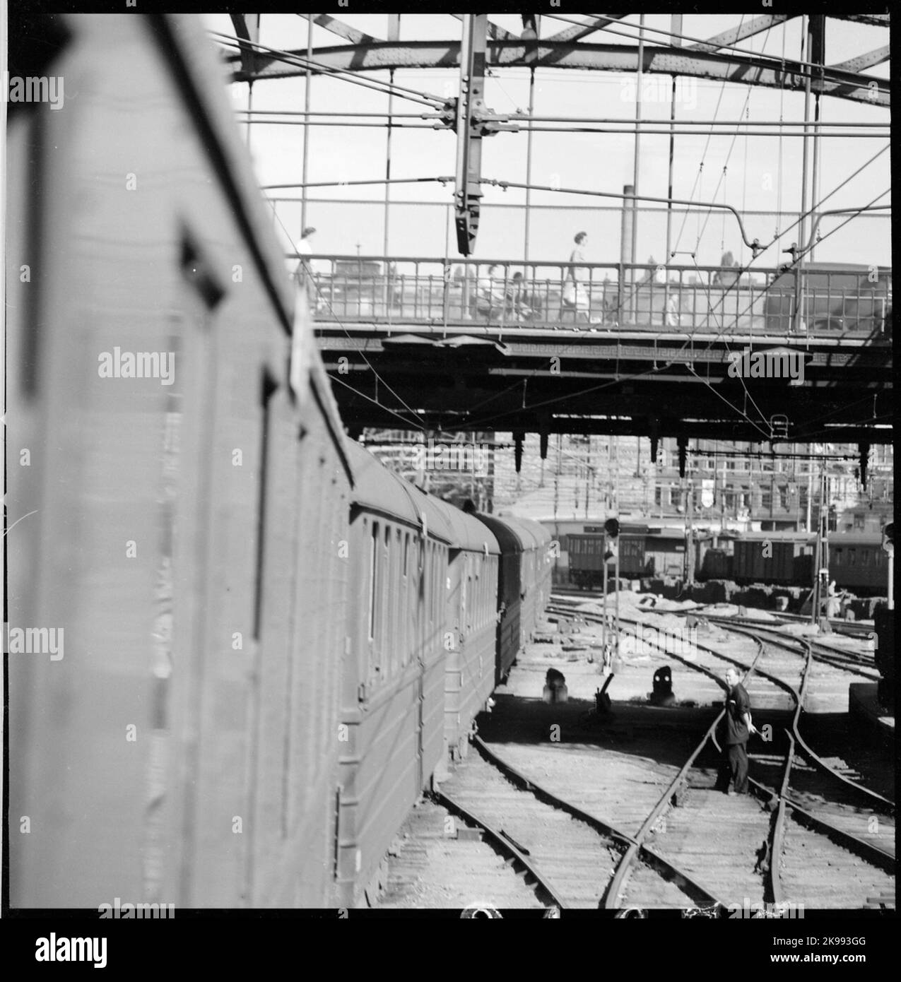 Train on exit from Stockholm Central Station Stock Photo - Alamy
