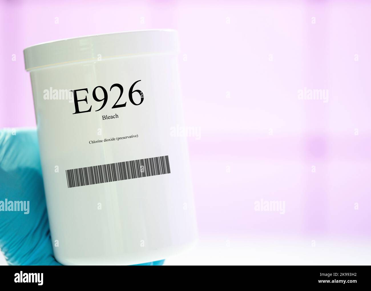 Packaging with nutritional supplements E926 bleach Stock Photo - Alamy