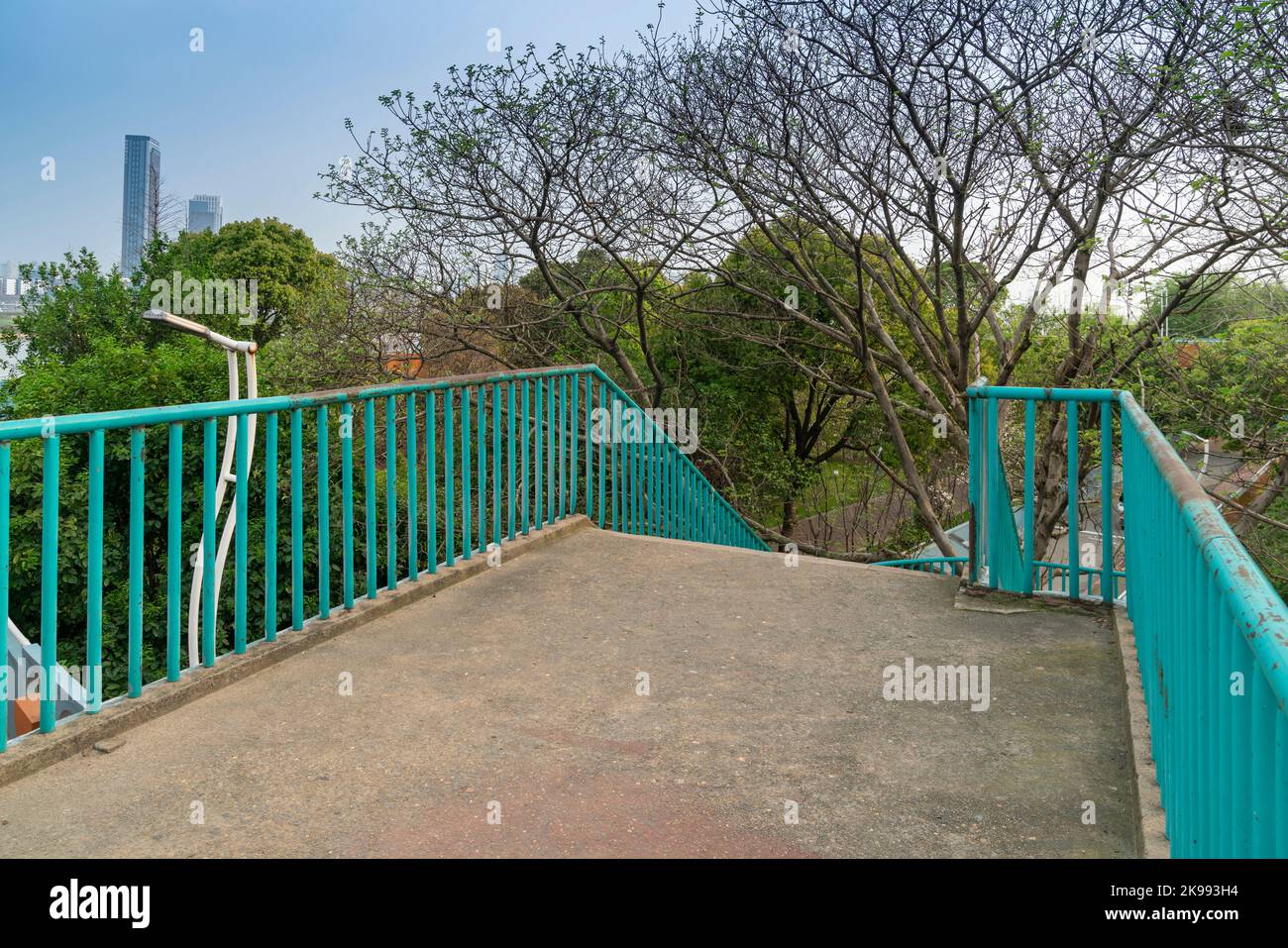 Outdoor Concrete Staircase With Stainless Steel Handrail Stock Photo ...