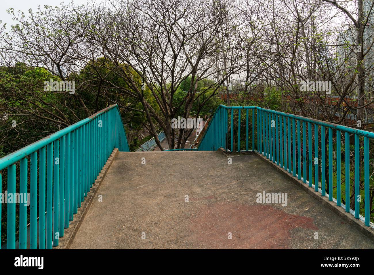 Outdoor Concrete Staircase With Stainless Steel Handrail Stock Photo ...