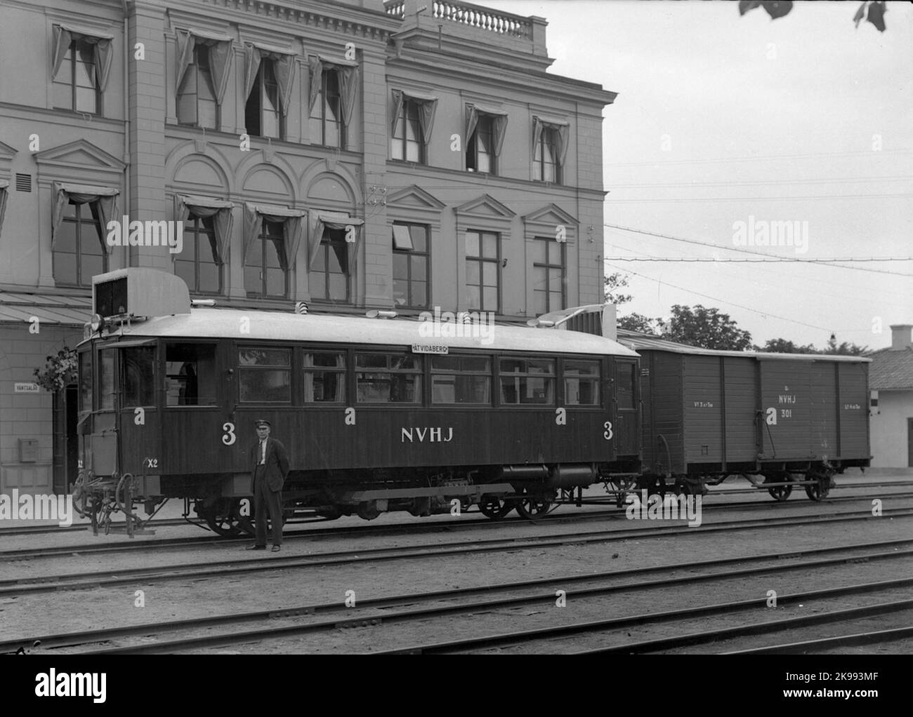 Nvhj x 2 with freight wagon Stock Photo - Alamy