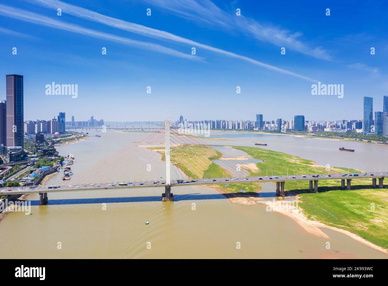 yangtze river cable stayed bridge Stock Photo - Alamy