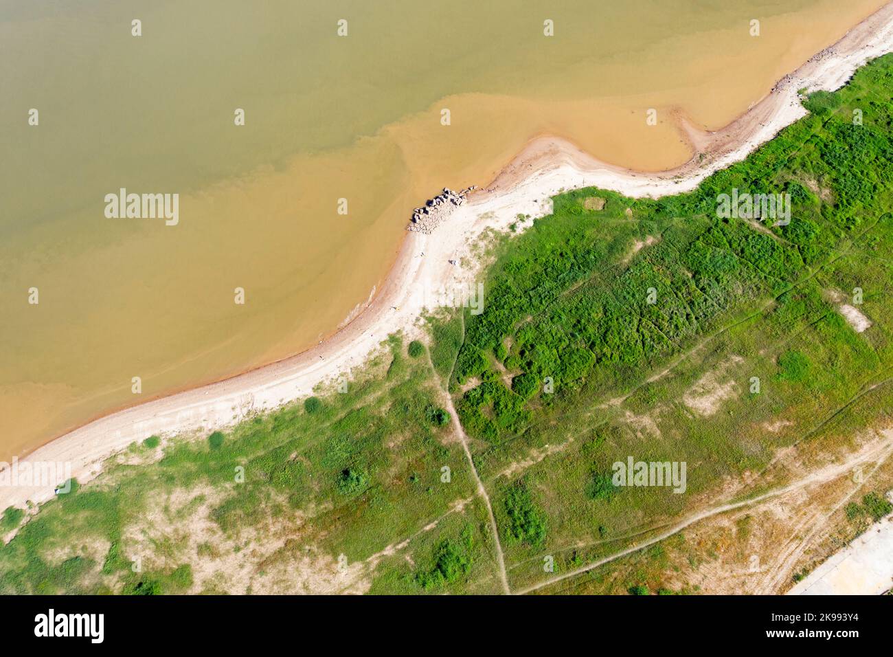 Aerial view of riverbank,the dry river Stock Photo - Alamy