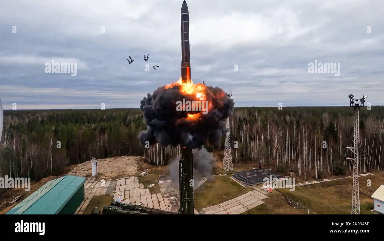A Yars intercontinental ballistic missile is test-fired as part of ...