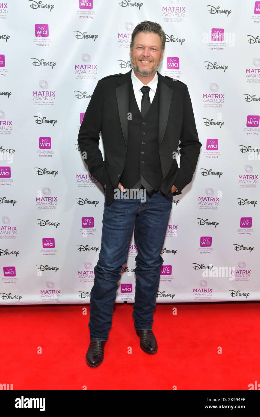 Blake Shelton attends the 2022 Matrix Awards at The Ziegfeld Ballroom ...