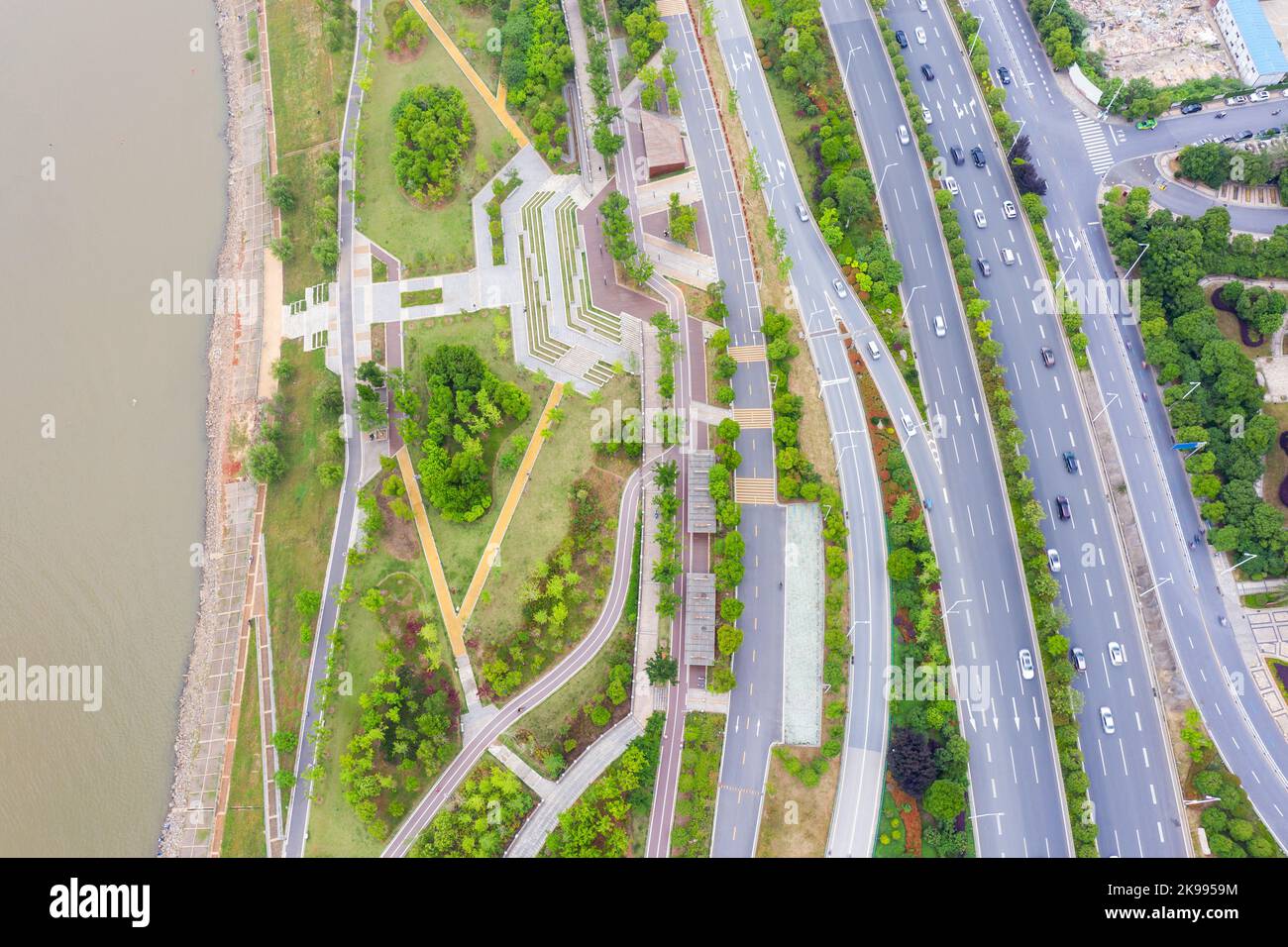 Aerial photography bird-eye view of City viaduct bridge road ...