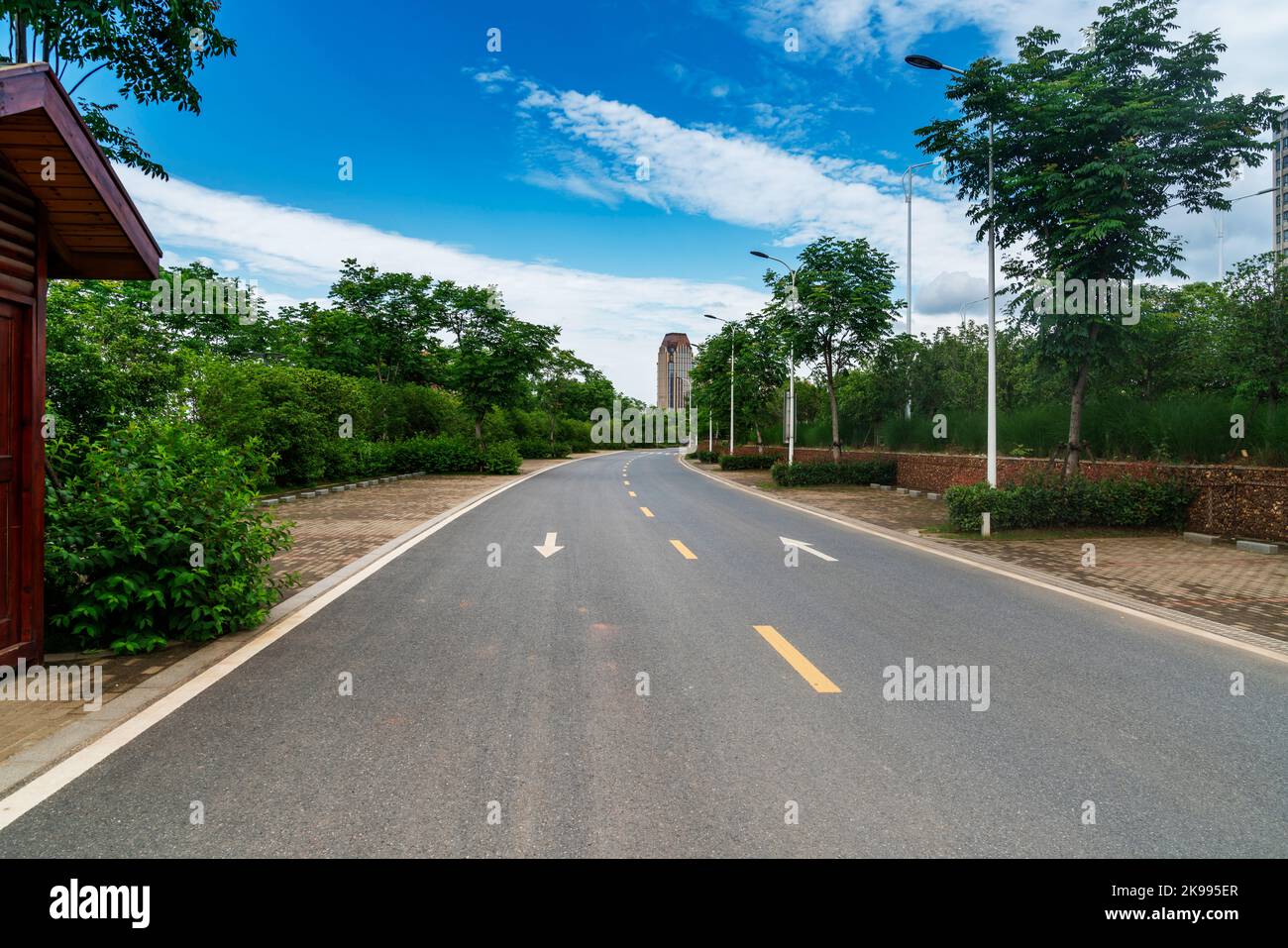 Empty urban road and buildings in China Stock Photo - Alamy