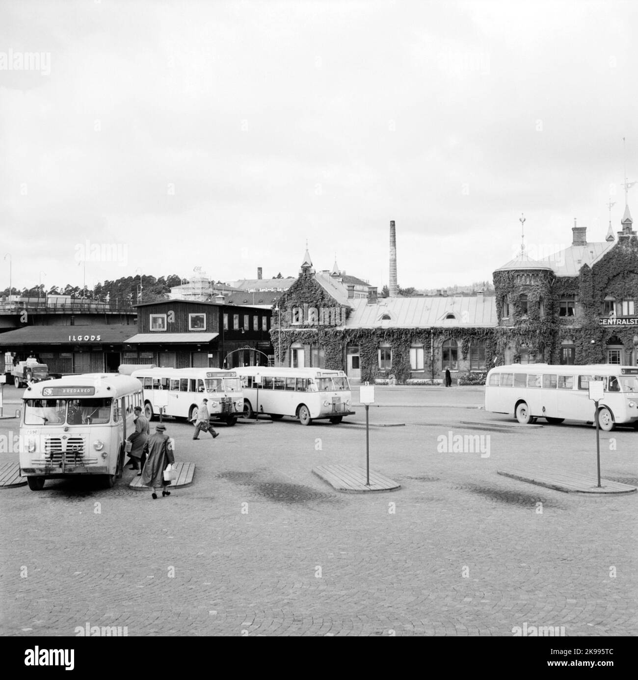 State railways, SJ road buses on the street side at Borås C Stock Photo ...