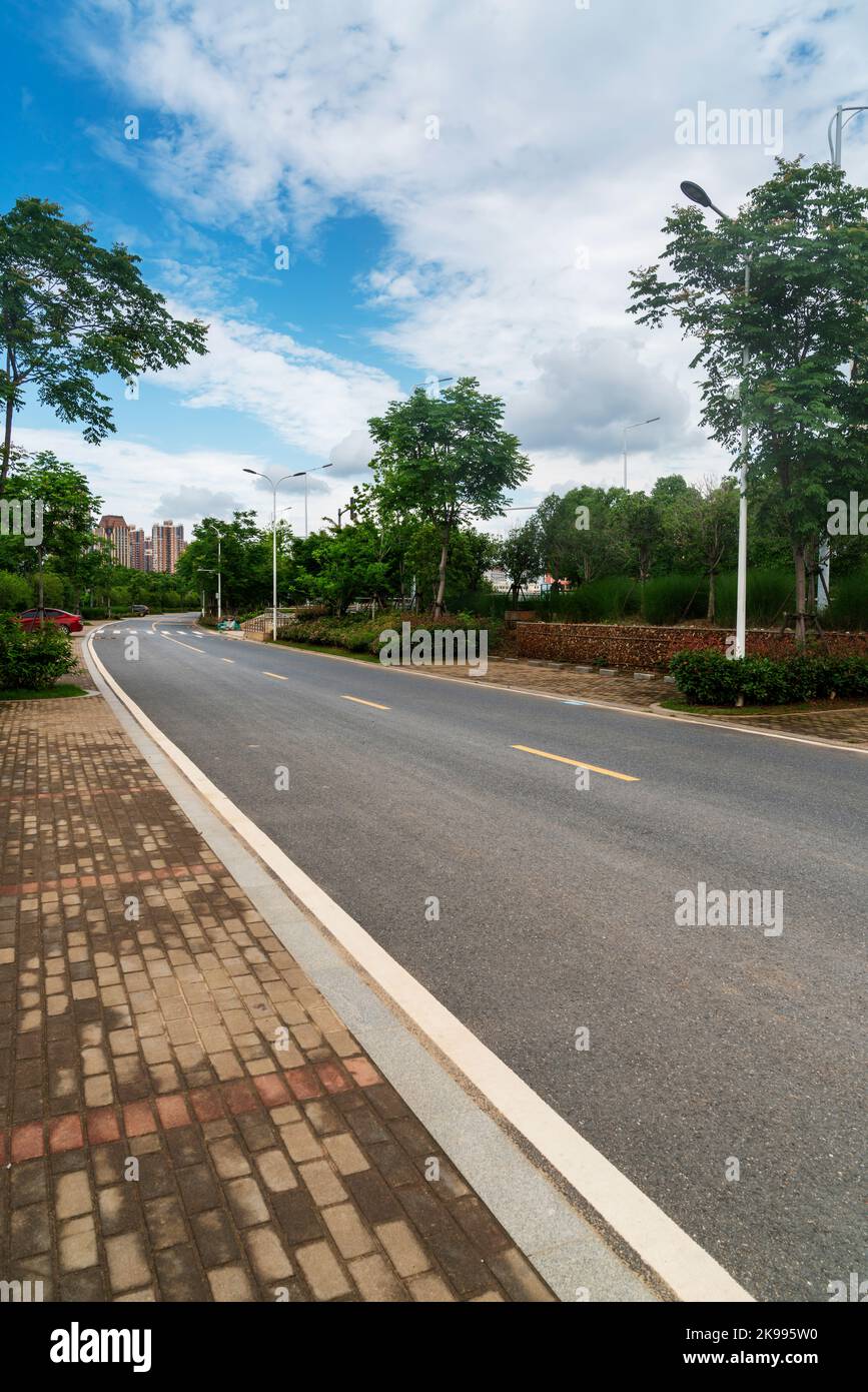 Empty urban road and buildings in China Stock Photo - Alamy