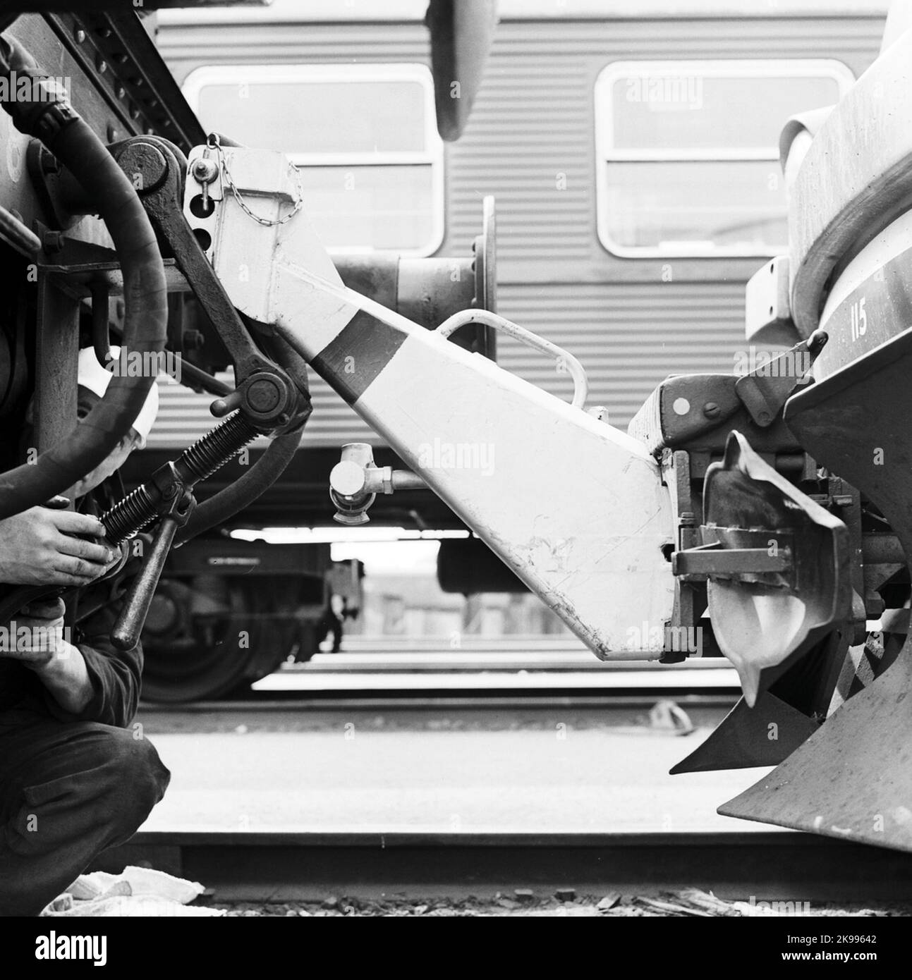 Coupling device between motor carriage and locomotive Stock Photo - Alamy