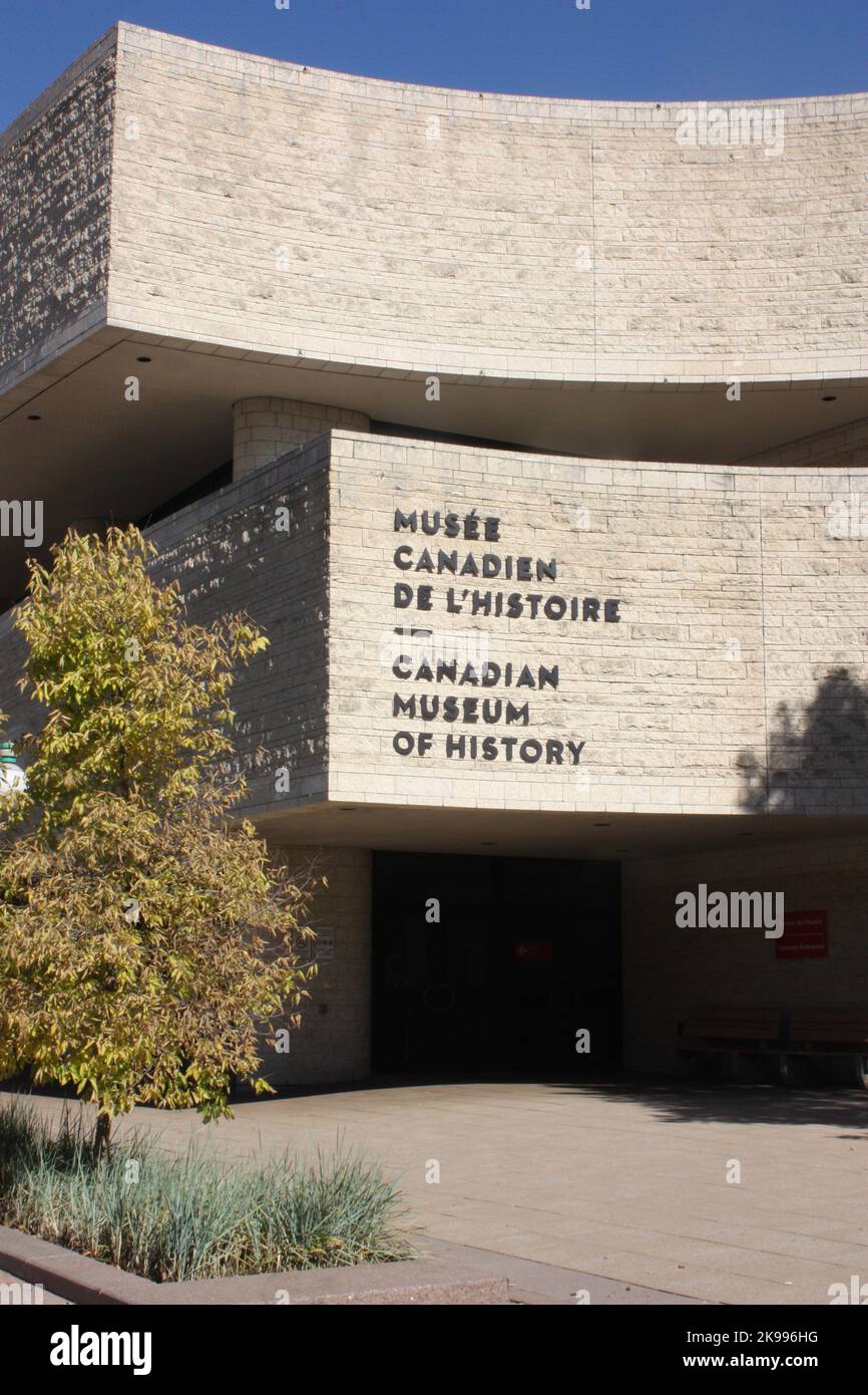The entrance to the Canadian Museum of History in Hull, Quebec, Canada ...