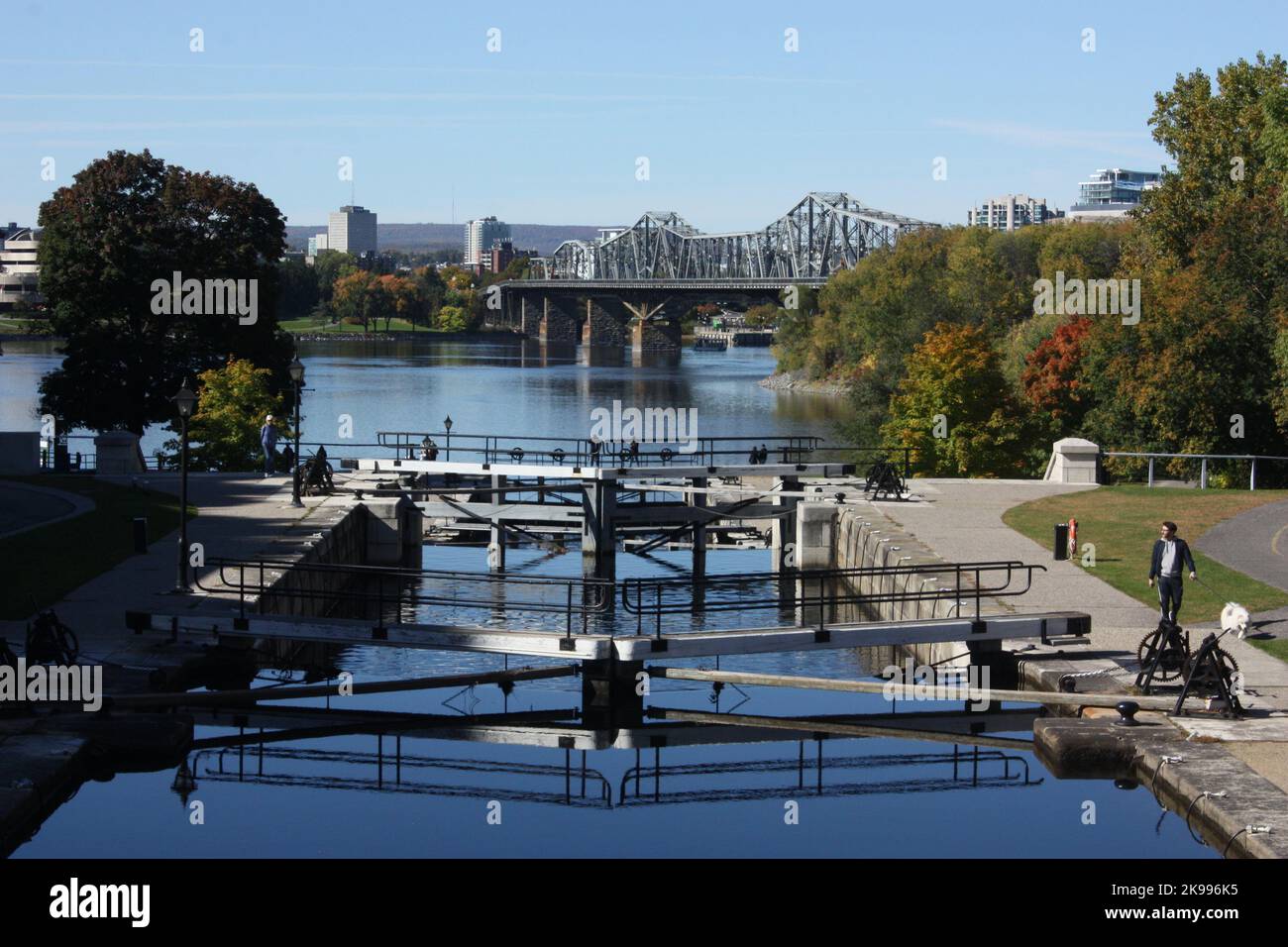The Ottawa Locks, a UNESCO World Heritage Site, on the Rideau Canal in ...