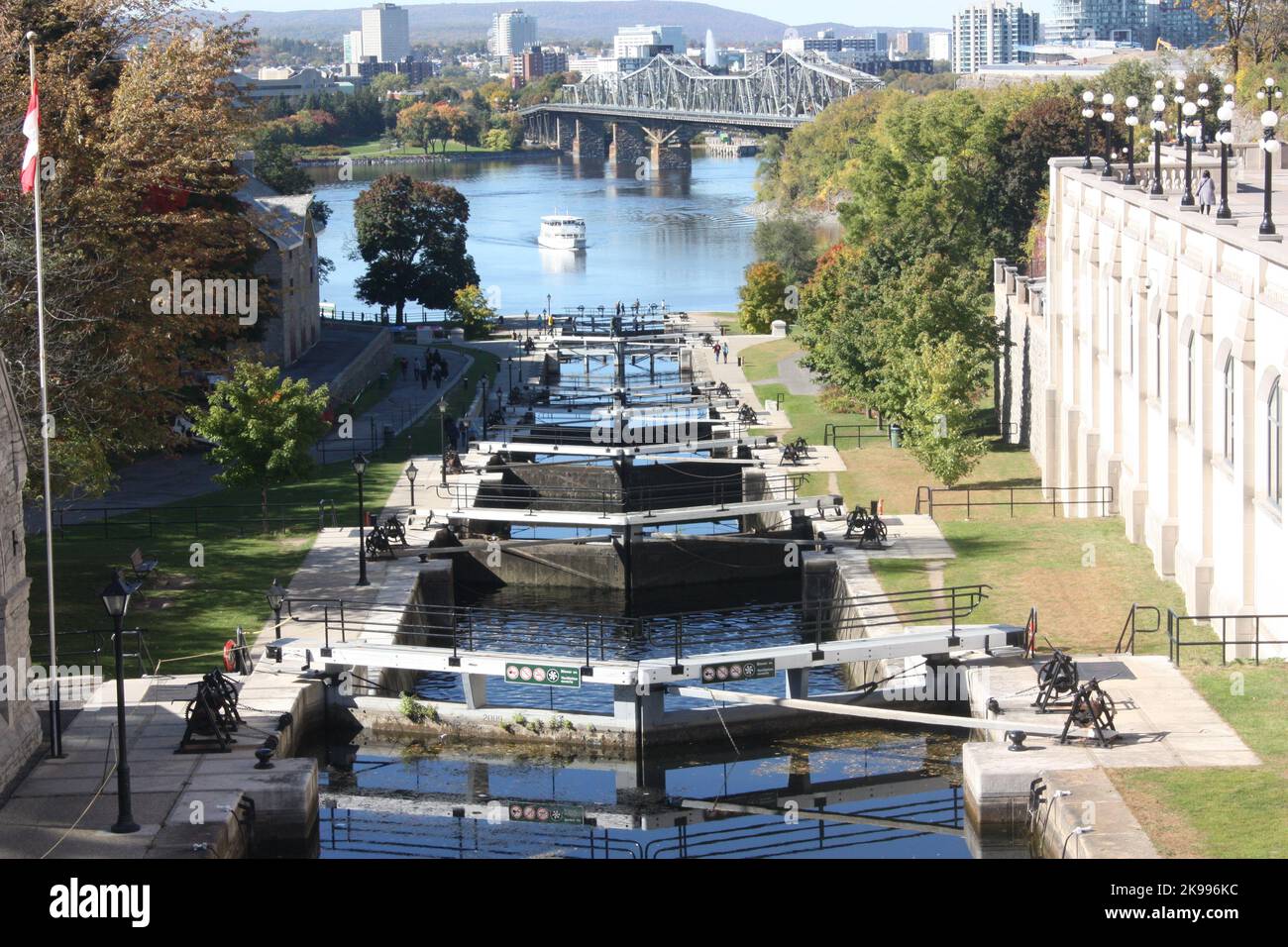The Ottawa Locks, a UNESCO World Heritage Site, on the Rideau Canal in ...