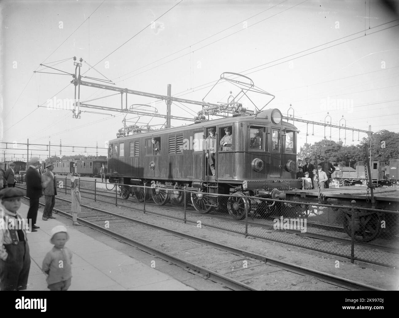 The State Railways, SJ DS 108 with the first electric train Stock Photo ...