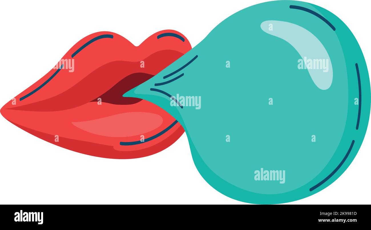 mouth with chewing gum nineties Stock Vector Image & Art - Alamy