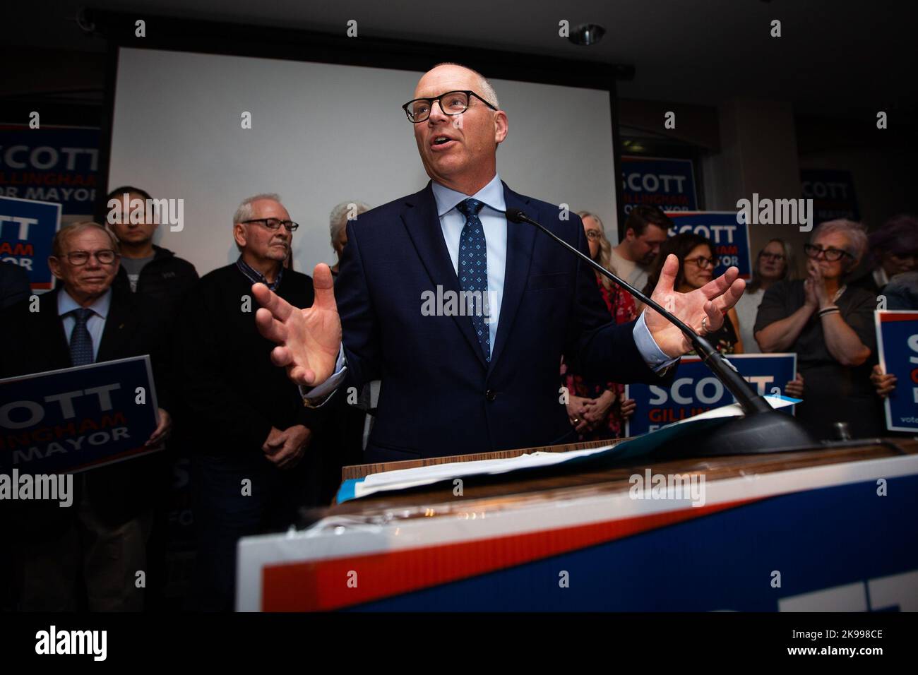 Scott Gillingham gives a victory speech after being declared the next ...