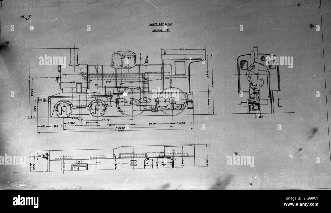 Drawing BJ steam locomotive littera C3. BJ C3 The locomotive was ...
