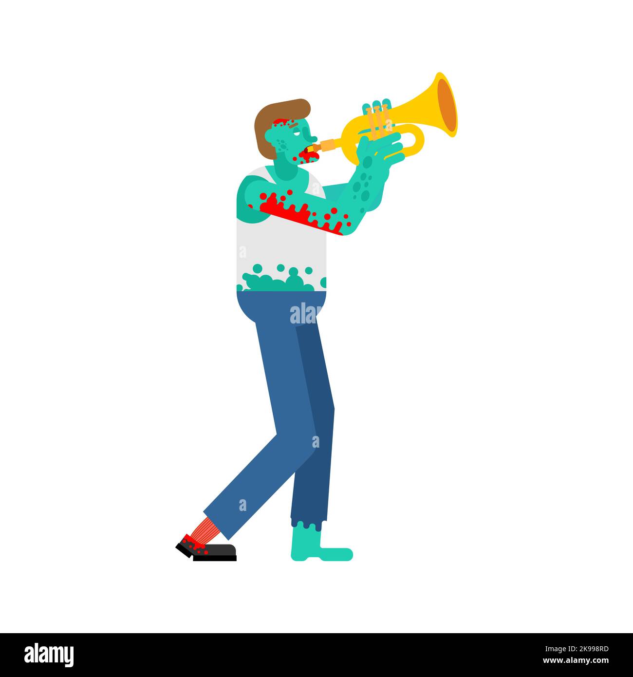 Zombie with trumpet. zombi musician. bugle and walking dead. Vector ...