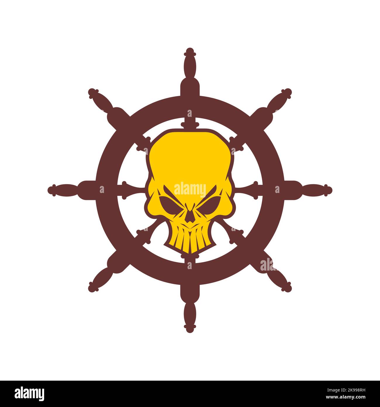 Pirate steering wheel with skull. Vector illustration Stock Vector ...
