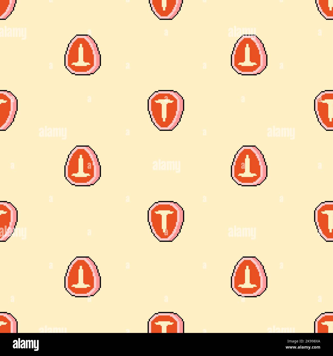 Piece of meat pixel art pattern seamless. Raw chop 8 bit background ...