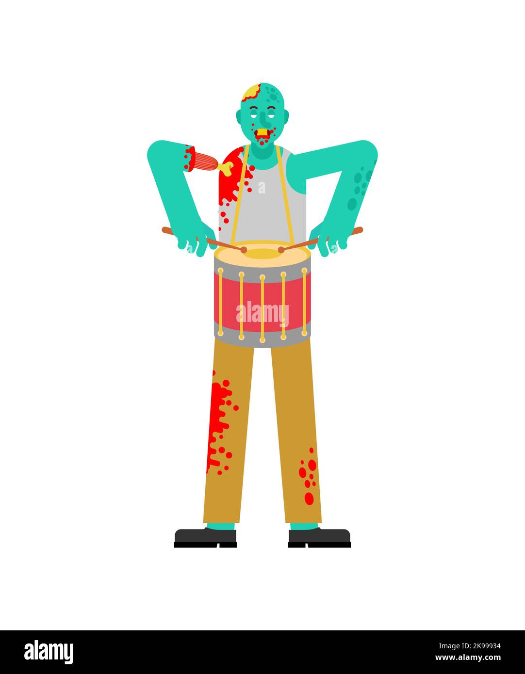 Zombie with drum. zombi musician. trommel and walking dead. Vector ...