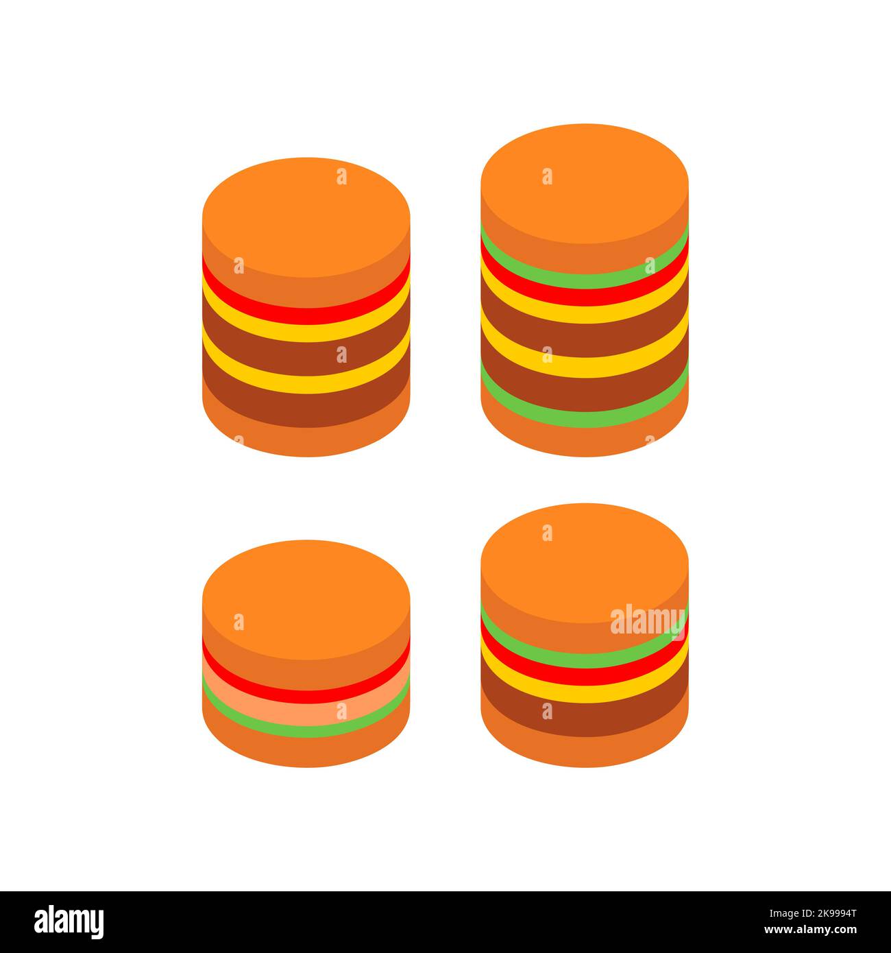 Burgers set sign. Hamburger icon. Simplified fast food symbol Stock ...