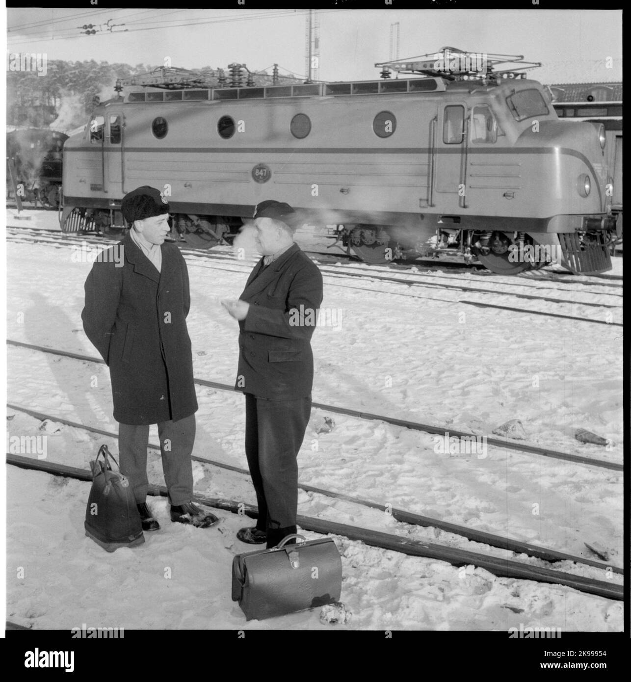 Look staff at RA locomotive. State Railways, SJ RA 847 Stock Photo - Alamy