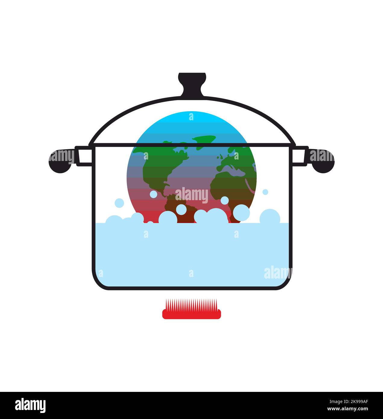 Earth is boiled in pot. Planet Earth boiled. Vector illustration Stock ...