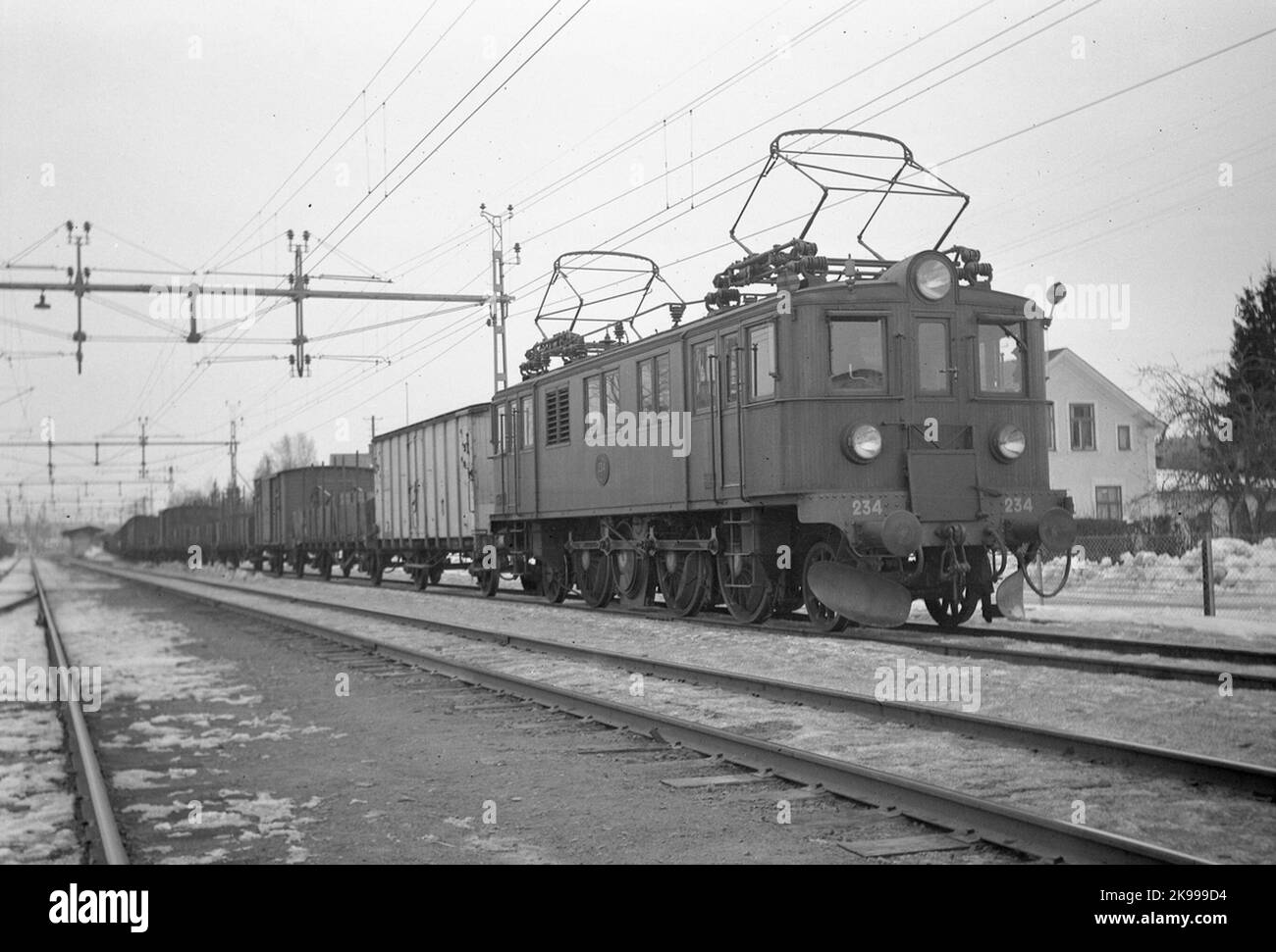 State Railways, SJ D 234 with freight train Stock Photo - Alamy