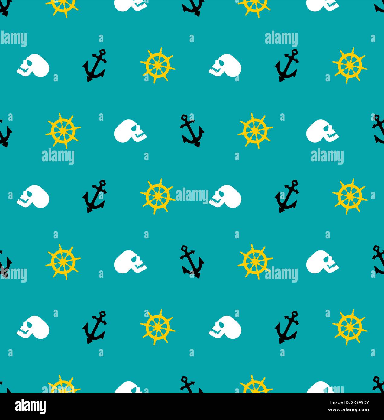 Anchor and rudder and skull pattern seamless. Baby fabric texture ...