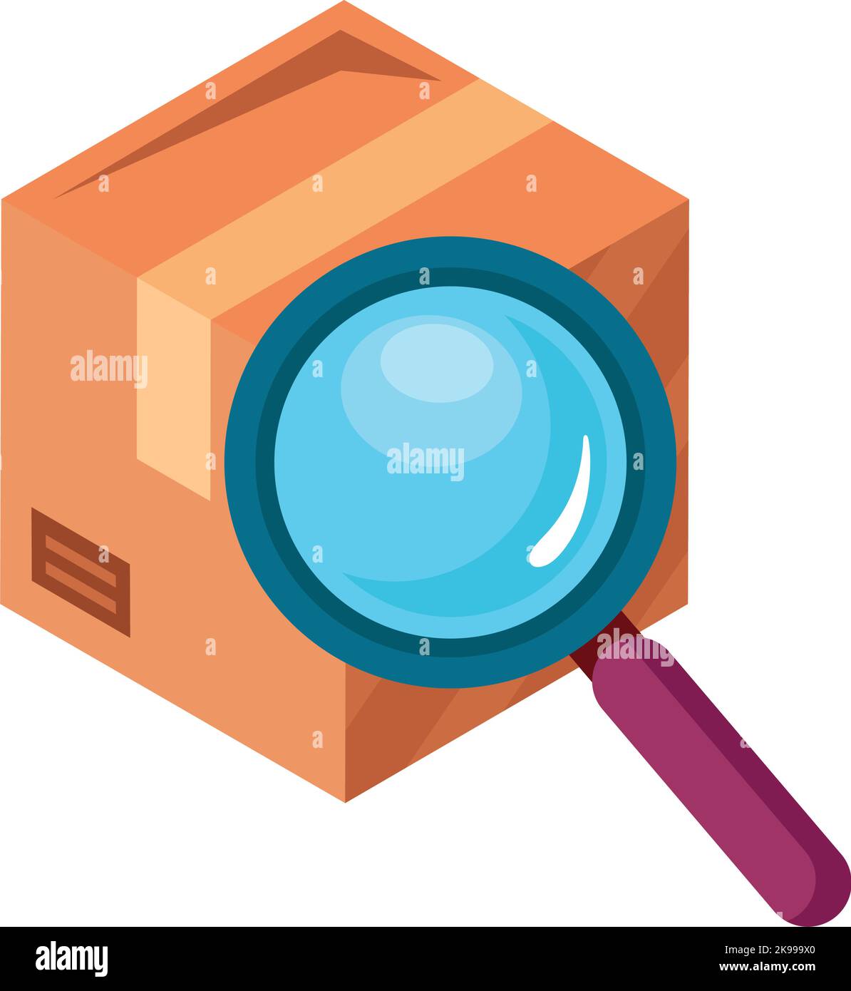carton box with magnifying glass Stock Vector Image & Art - Alamy