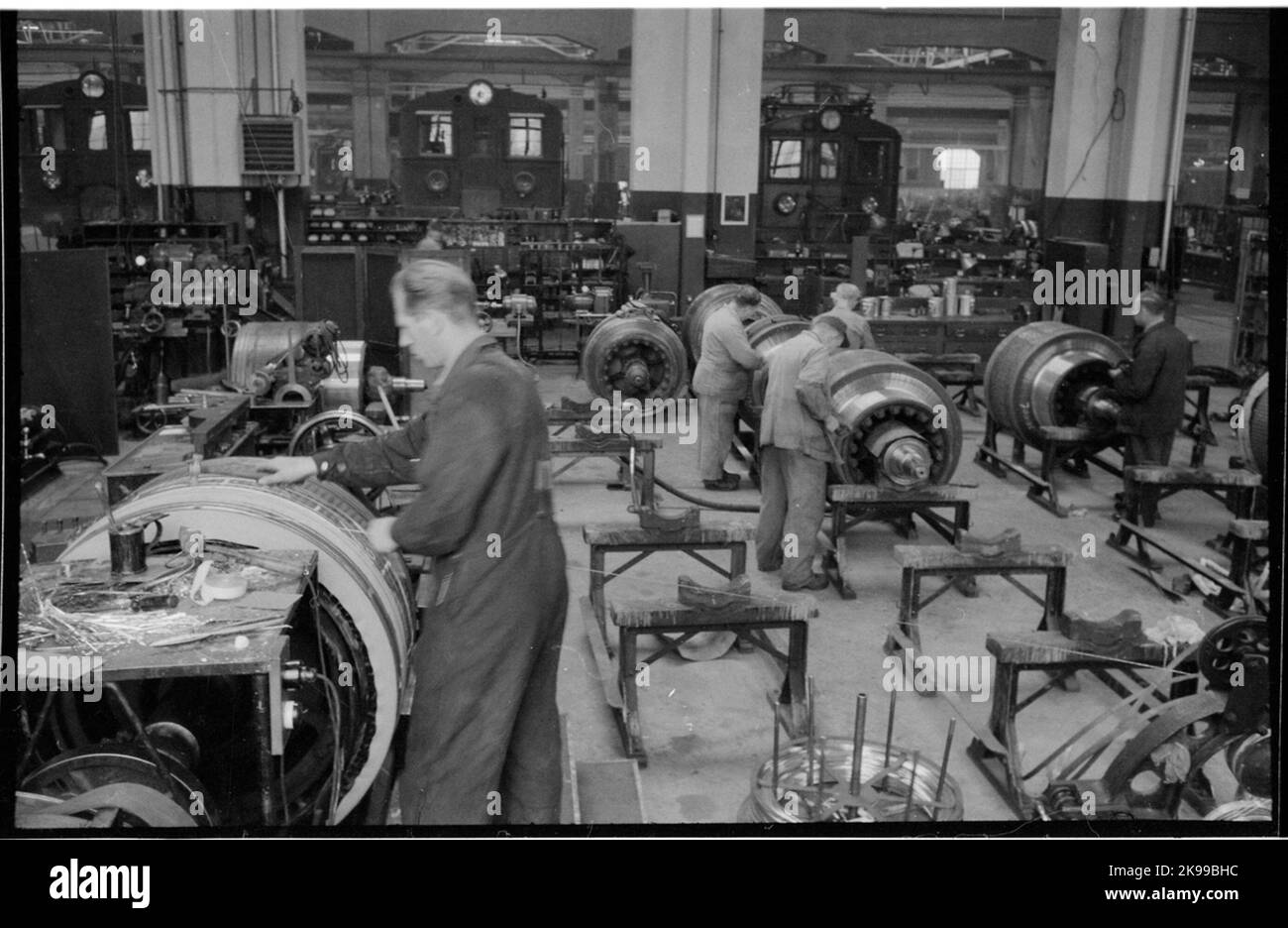 Traction motor of electric locomotive Black and White Stock Photos ...
