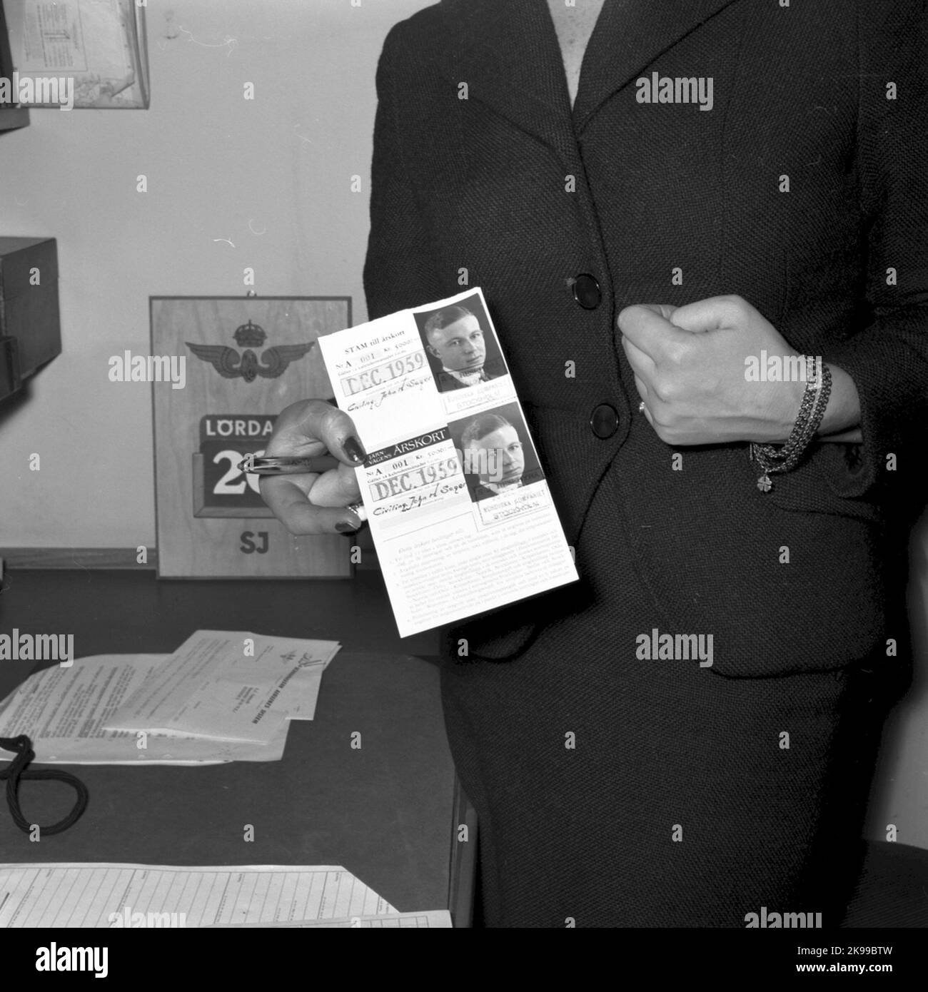 State Railways' annual cards, SEK 5000 ticket Stock Photo - Alamy