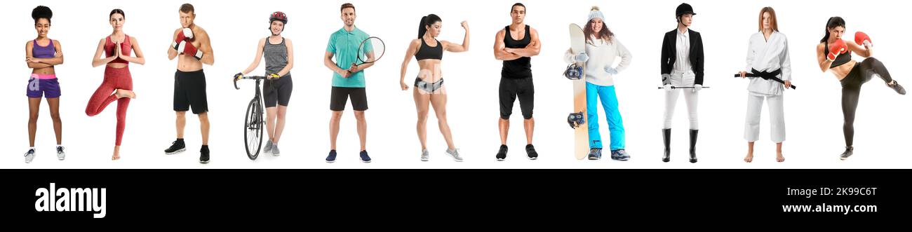 Set of different sporty people isolated on white Stock Photo - Alamy