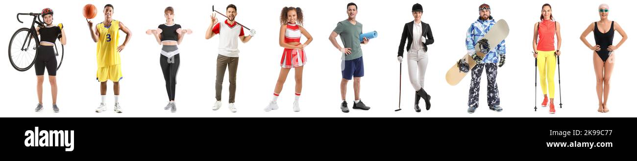Set of different sporty people isolated on white Stock Photo - Alamy