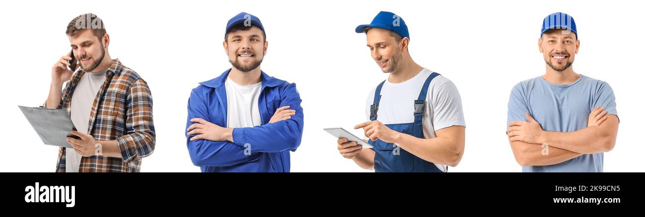 Set of truck drivers on white background Stock Photo - Alamy