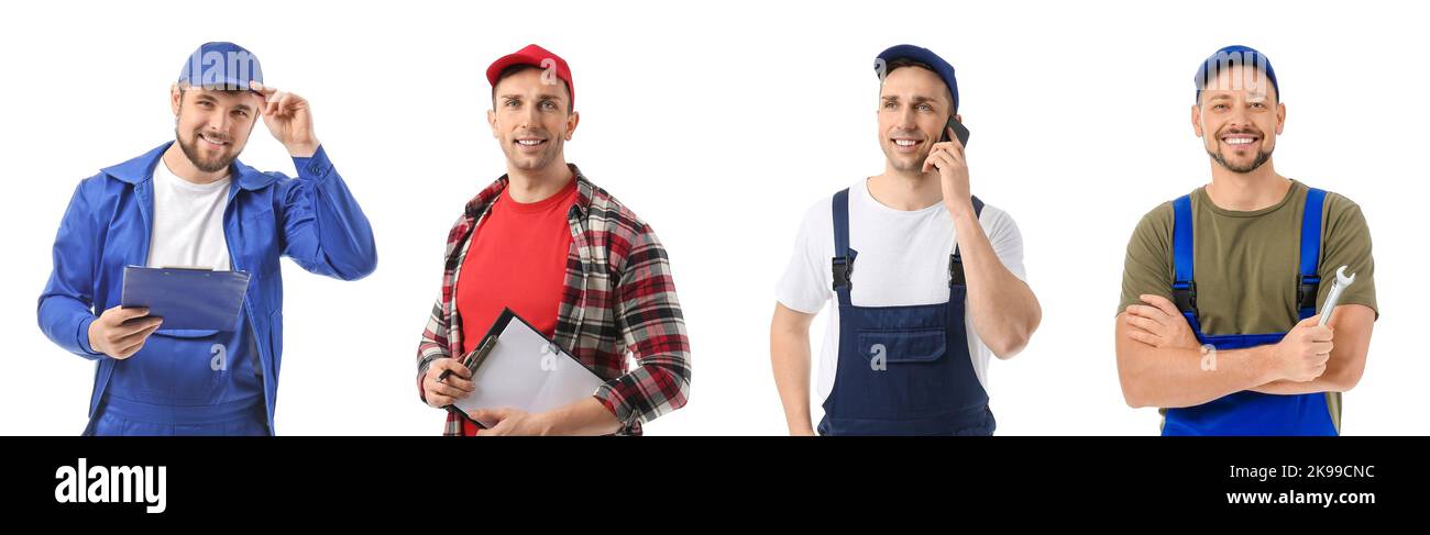 Set of truck drivers on white background Stock Photo - Alamy