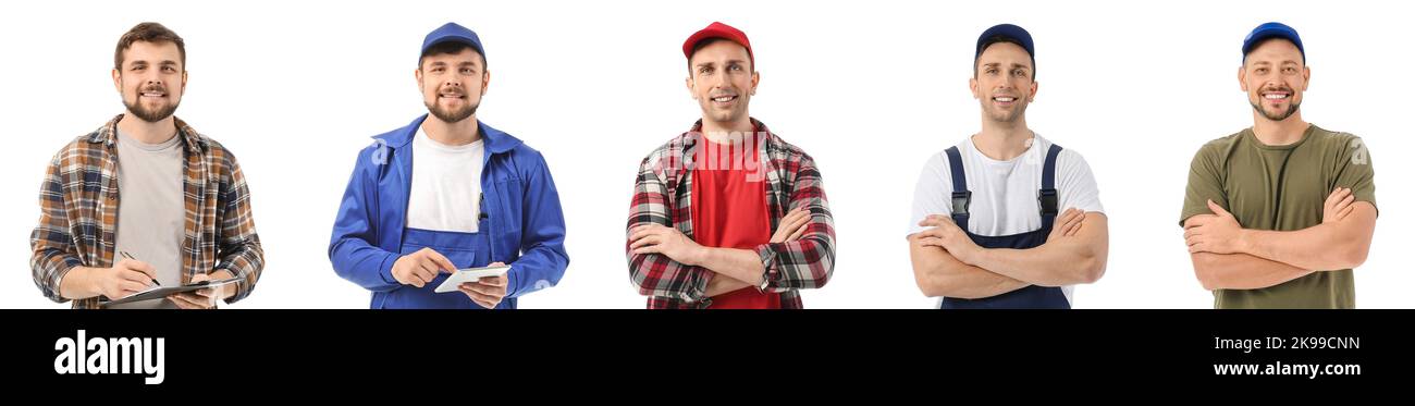 Set of truck drivers on white background Stock Photo - Alamy