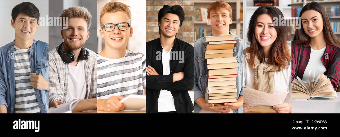 Collage of happy students at university Stock Photo - Alamy