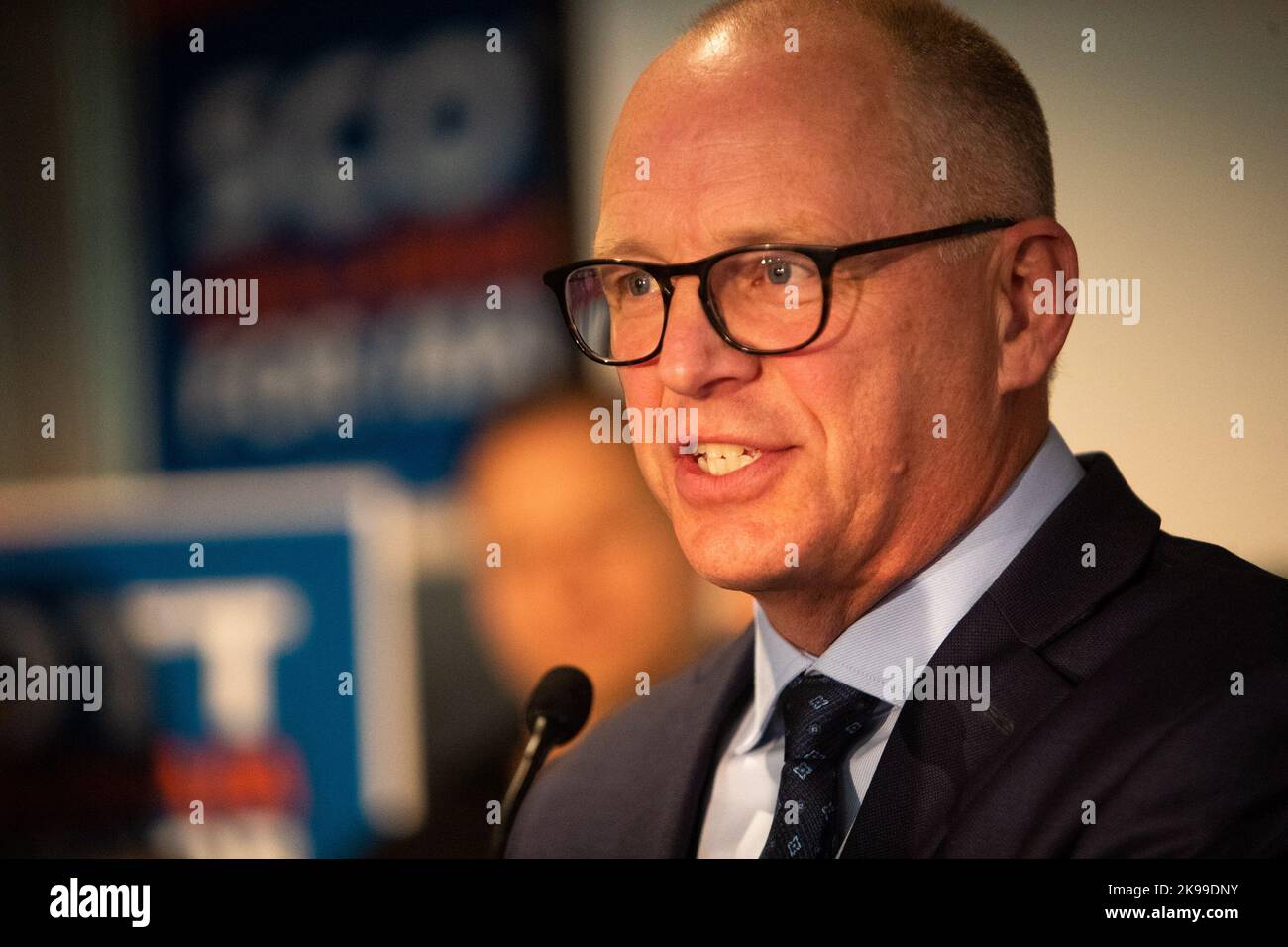 Scott Gillingham delivers his victory speech after being declared the ...