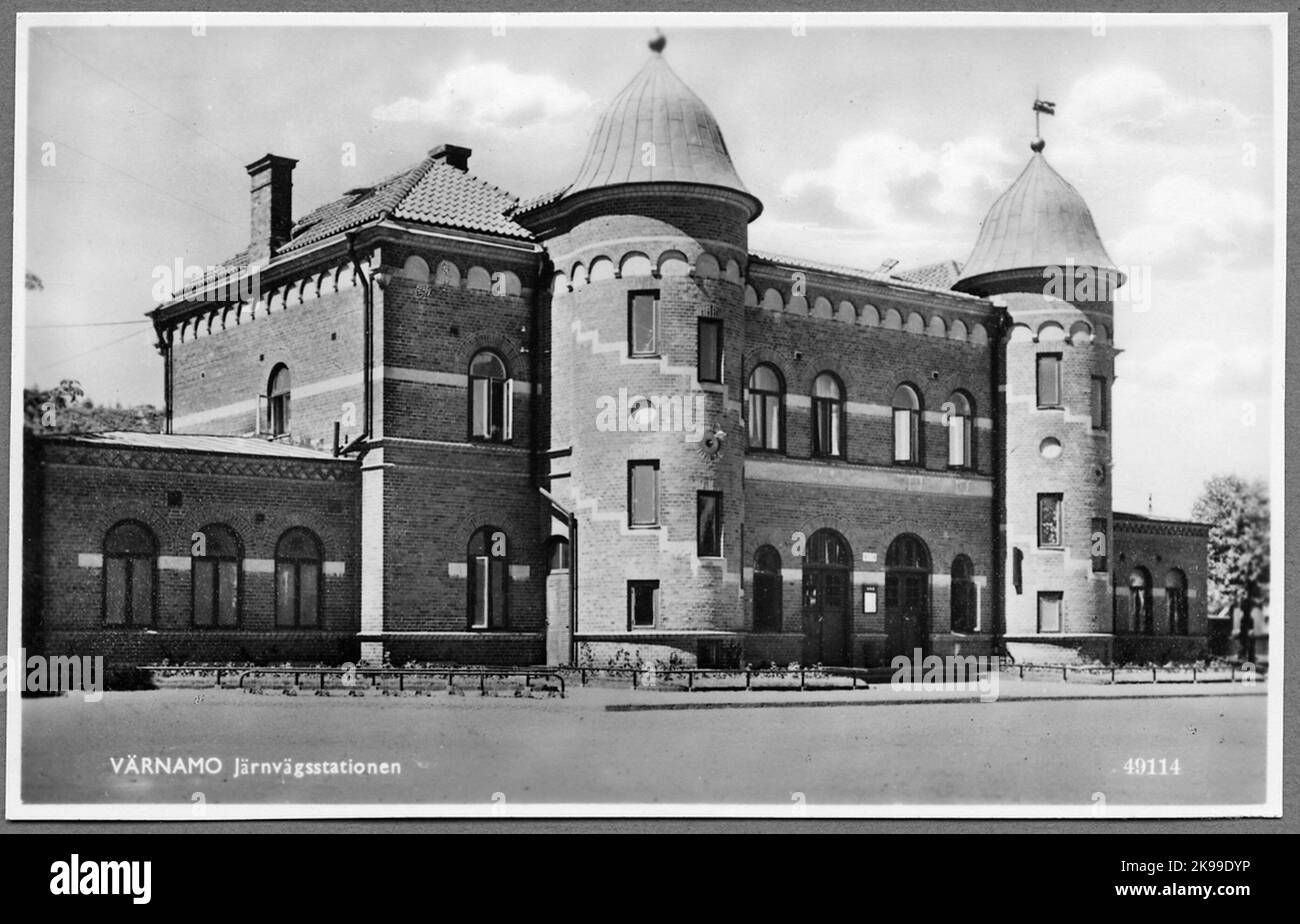 Värnamo station from the street side Stock Photo - Alamy