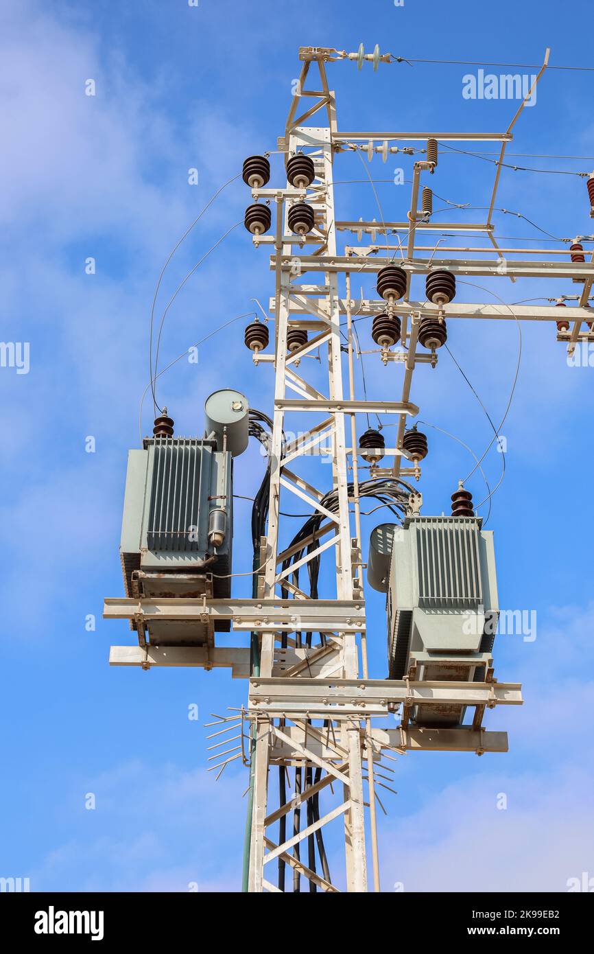 View of electric pole outdoors Stock Photo - Alamy