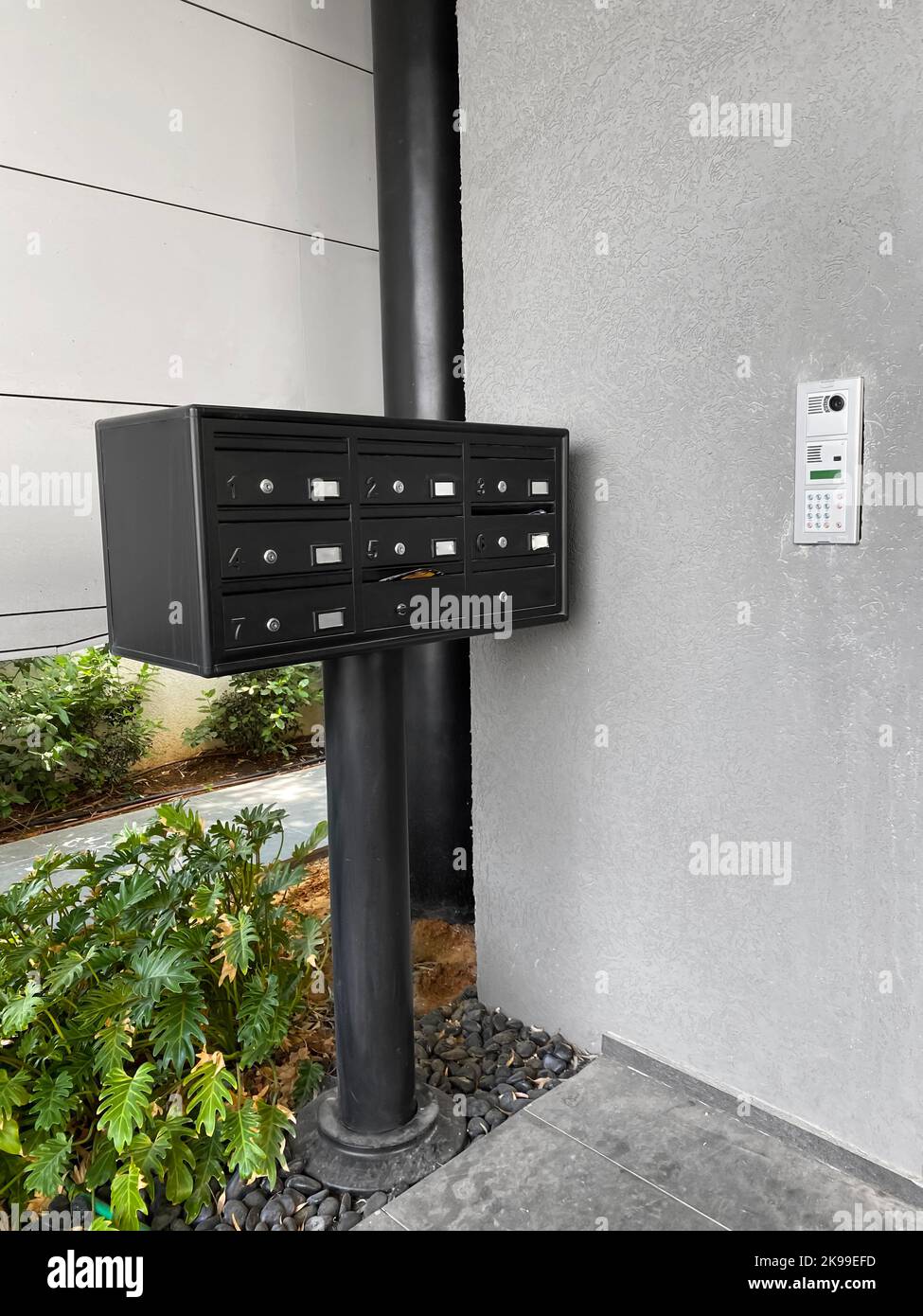 Modern mailboxes in residential building Stock Photo - Alamy