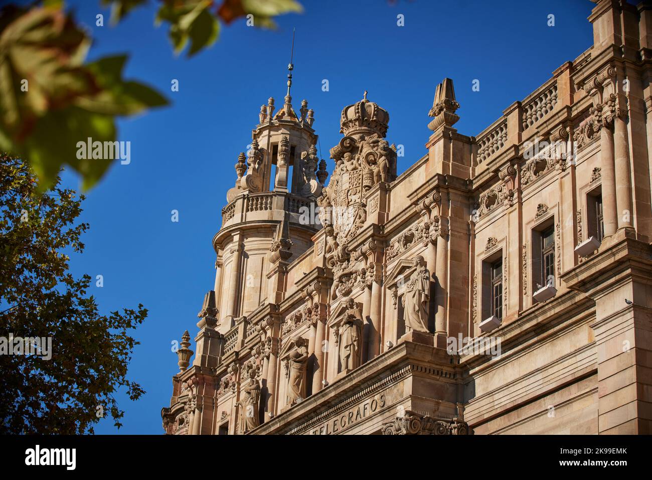 Catalonia capital city Barcelona in Spain. Correos y Telégrafos state ...