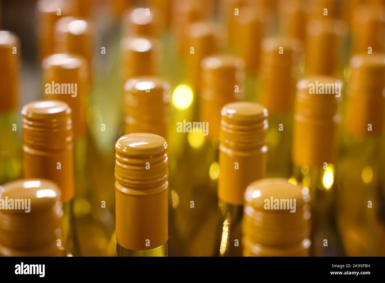 Bottles of champagne at farm, closeup Stock Photo - Alamy