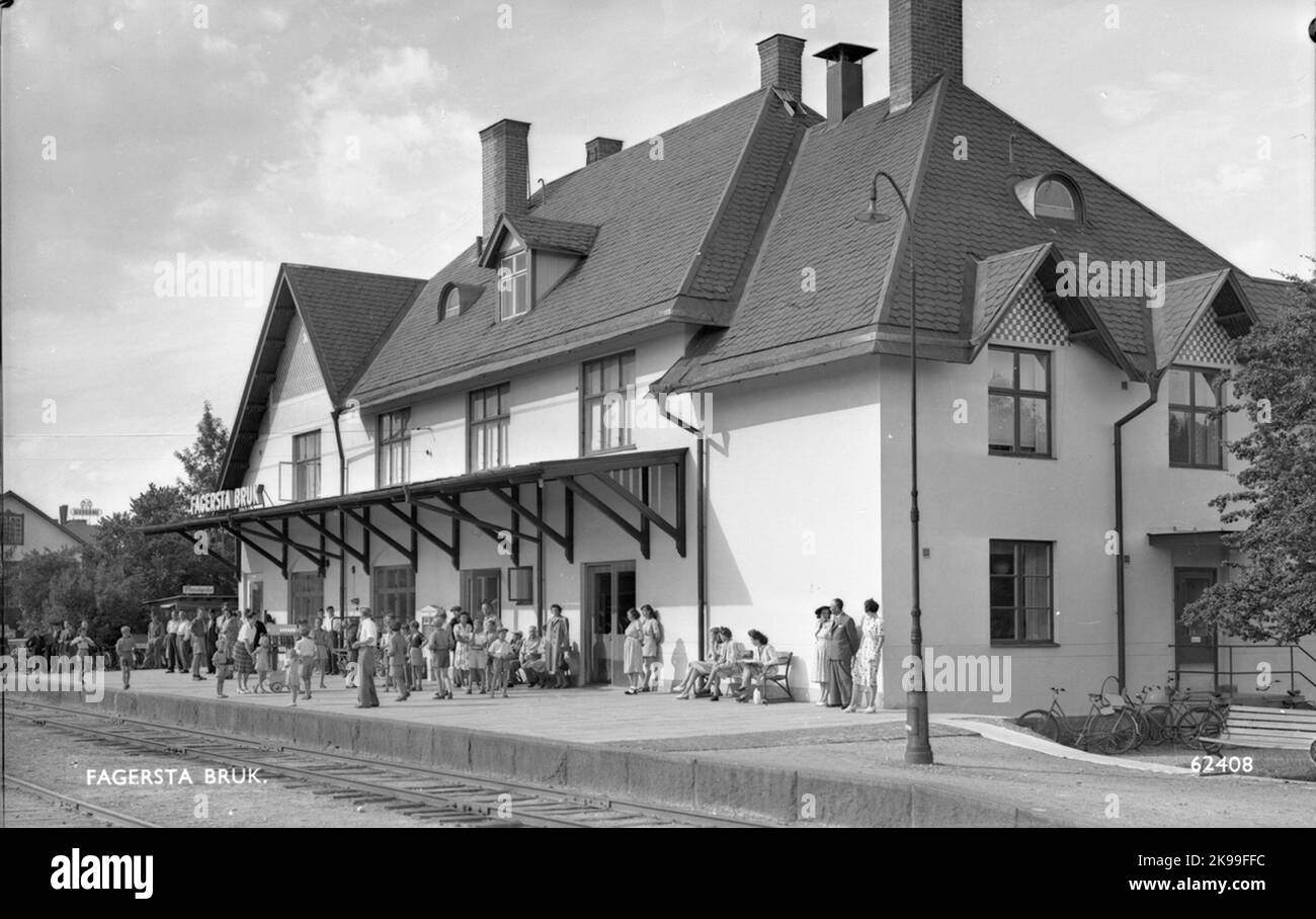 The railway station in Fagersta mill Stock Photo - Alamy