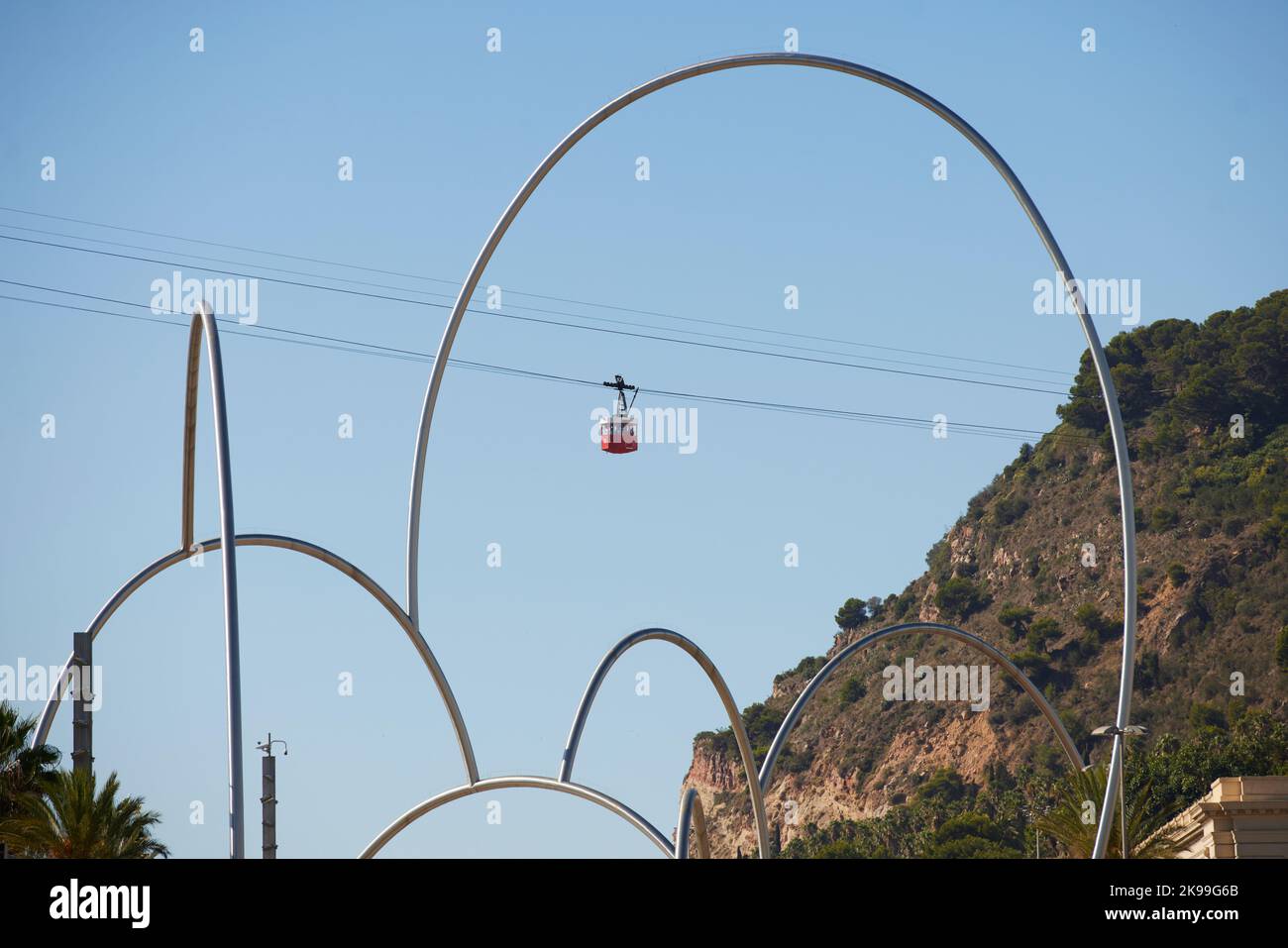 Catalonia capital city Barcelona in Spain. Merchant logo Telefèric de ...