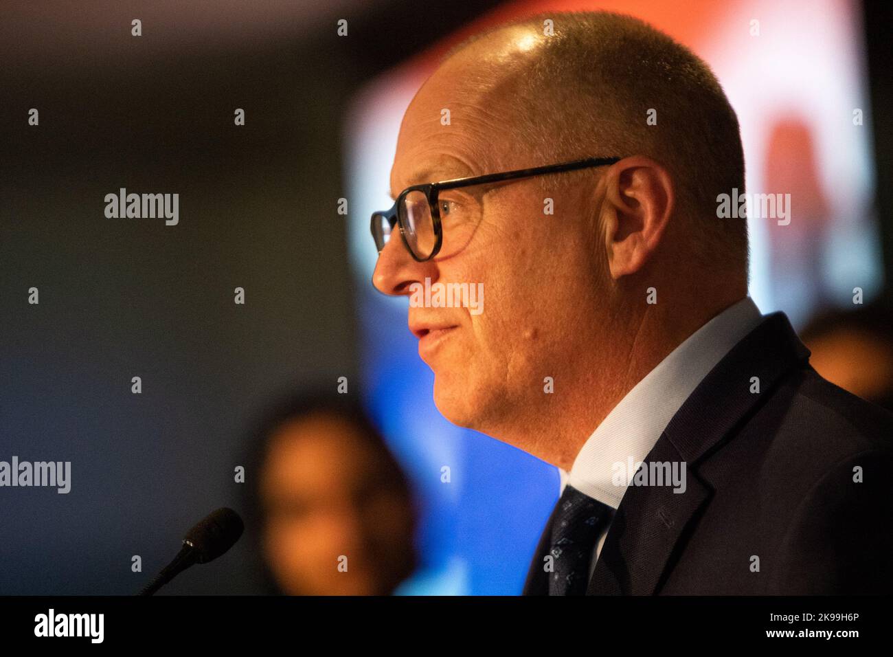 Scott Gillingham delivers his victory speech after being declared the ...